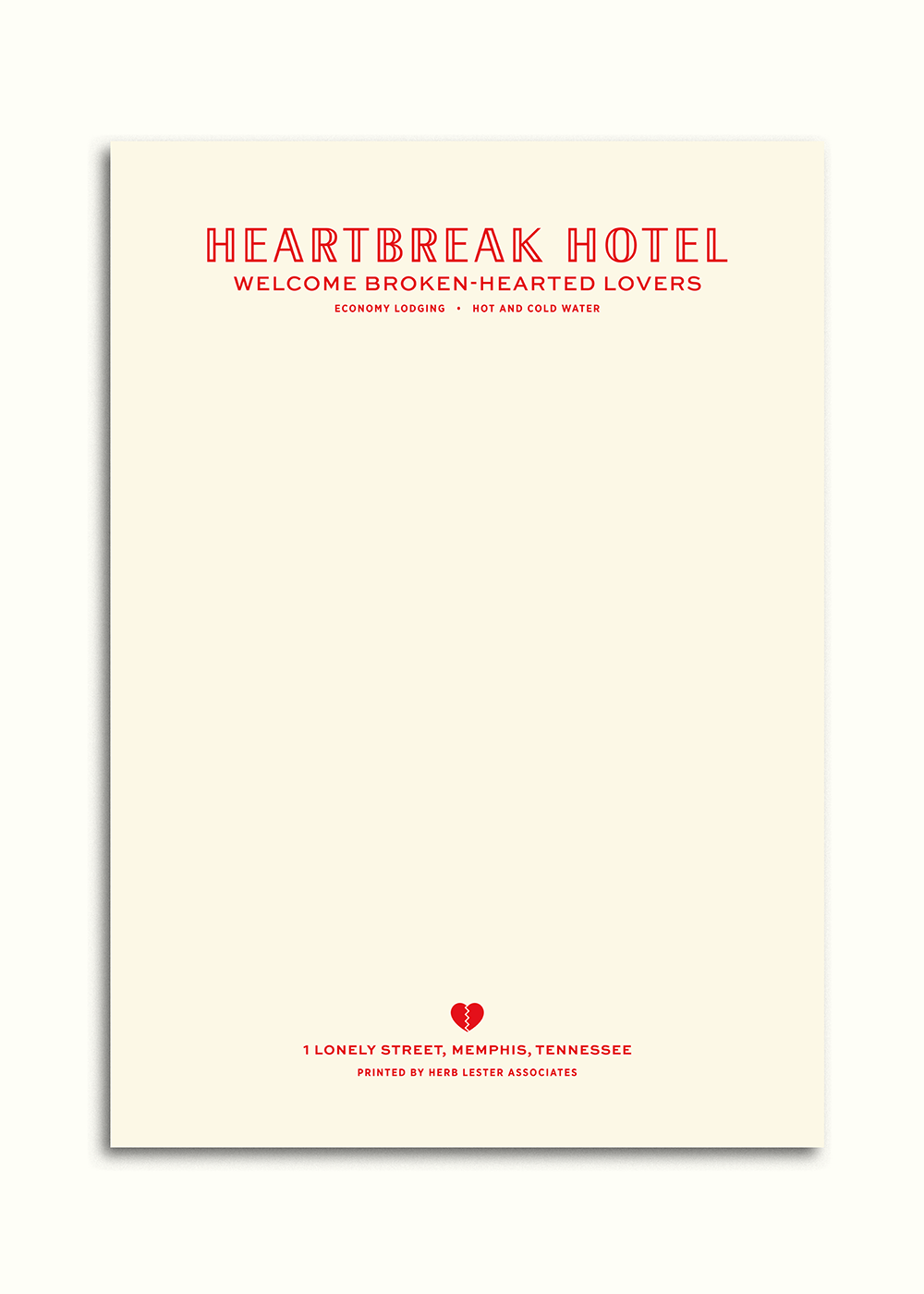 Fictional hotel notepads: Heartbreak Hotel – Herb Lester Associates